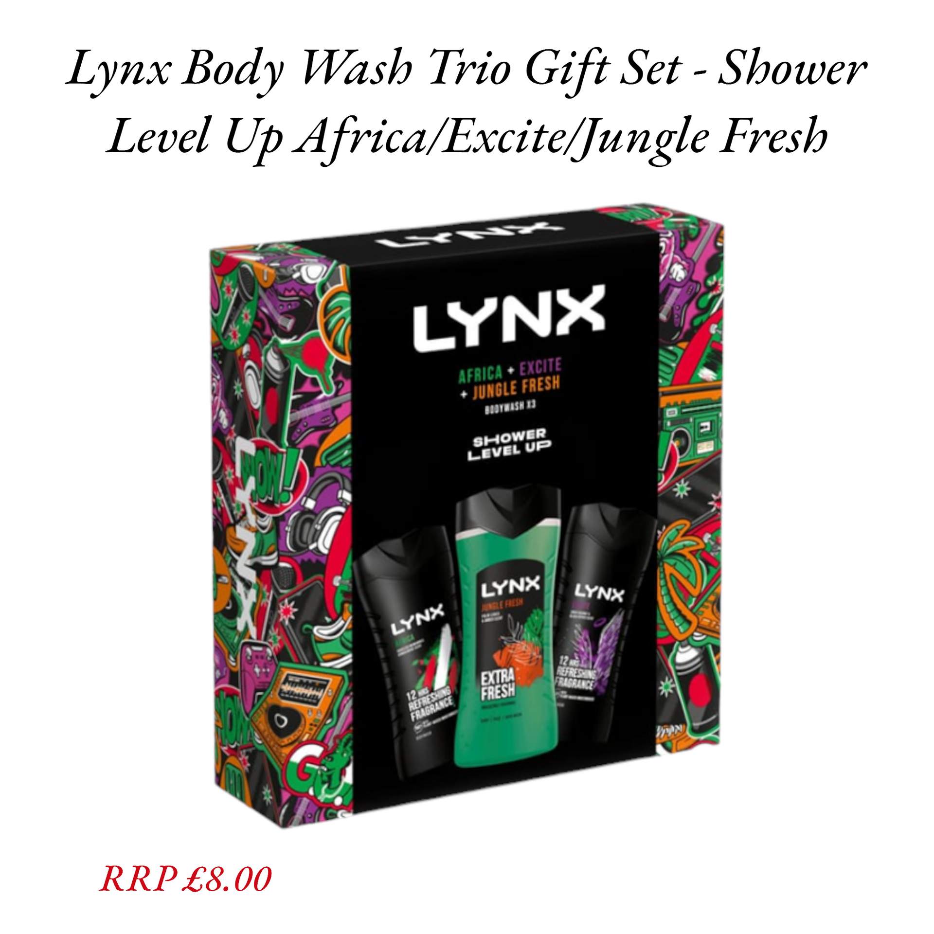 Lynx Body Wash Trio Gift Set Shower Level Up Africa Excite Jungle Fr CJ Suppliers